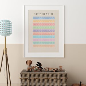 Counting to 100 Pastel Rainbow on Sand Digital Printable Educational ...