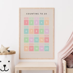 Counting to 20 Pastel Rainbow on Sand Digital Printable Educational ...