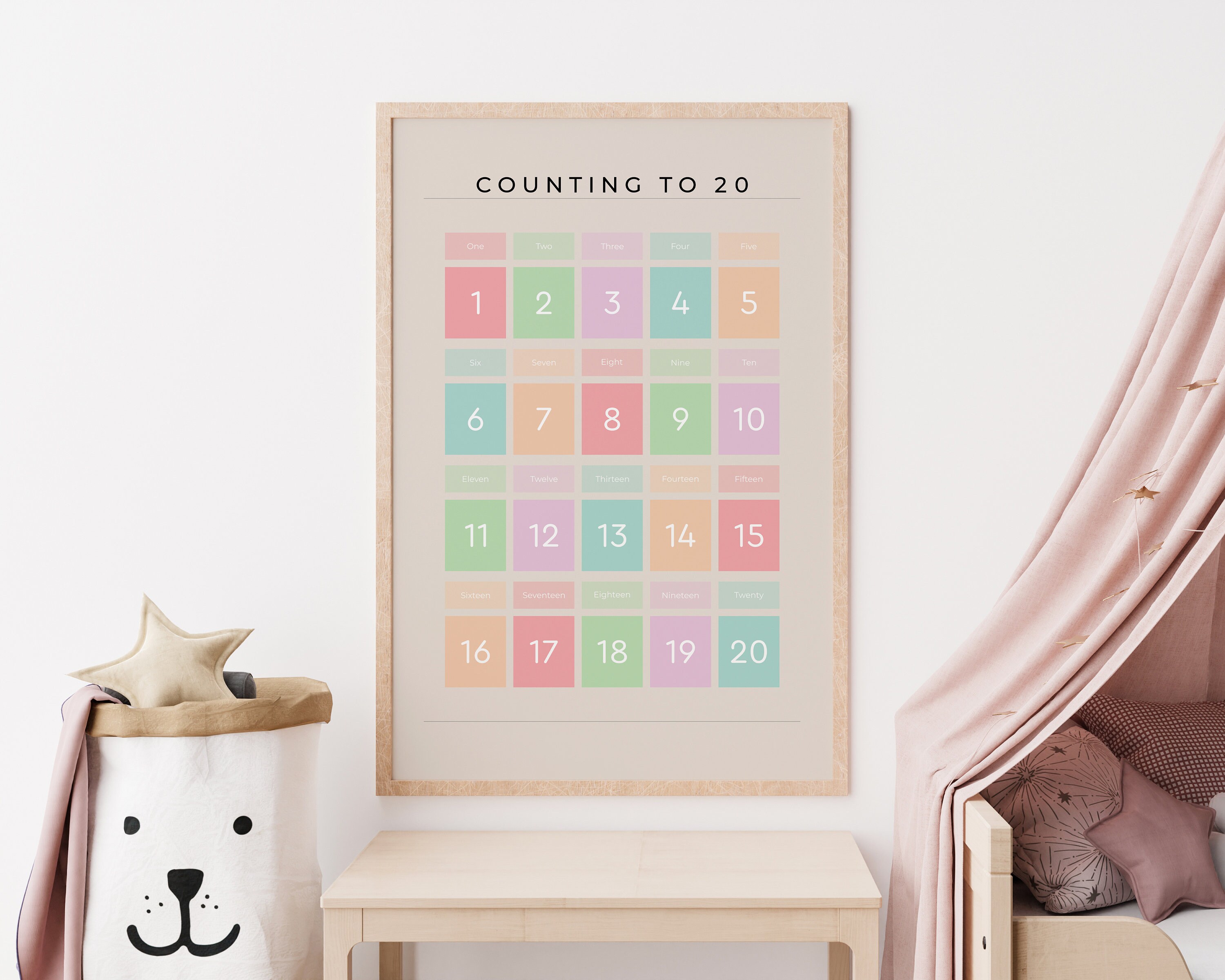 Counting to 20 Pastel Rainbow on Sand Digital Printable Educational ...