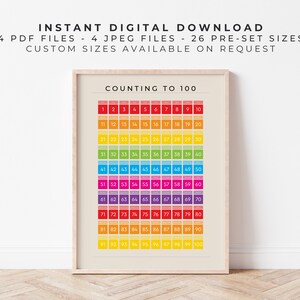 Counting to 100 Rainbow on Sand Digital Printable Educational Math ...