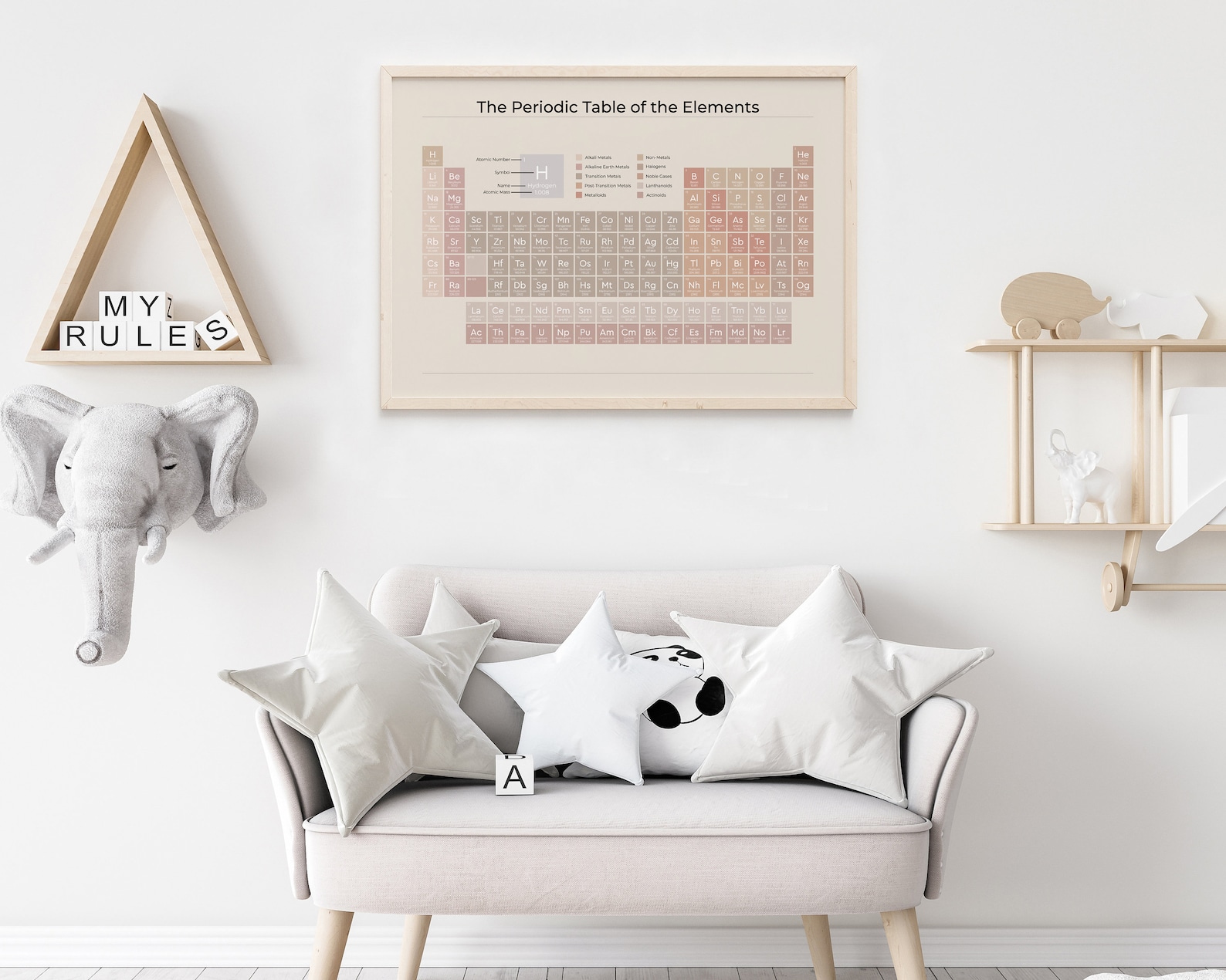 Periodic Table Poster | Neutral on Sand | Cute Aesthetic Science Wall ...