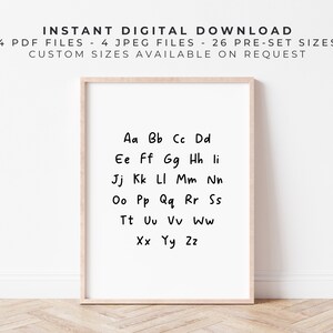 Handwritten ABC Black Minimalist ABC Printable, Alphabet Poster ...
