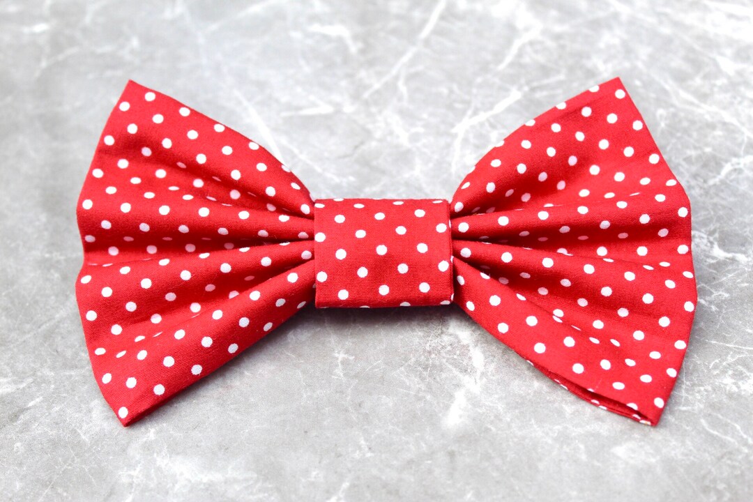 Red Polka Dot Dog Bow, Spotty Red Dog Bow, Cute Dog Bow Tie, Summer Bow ...