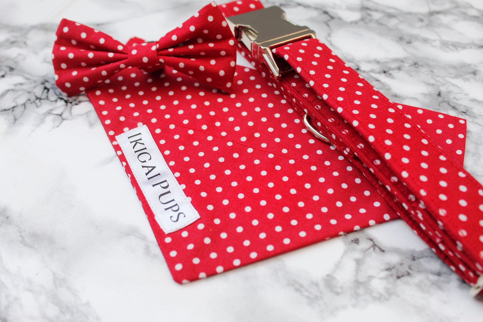 Red Polka Dot Dog Bandana, Spotty Red Dog Bandana, Red Spotted Dog ...