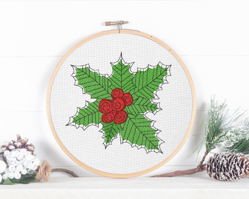 Christmas Holly Embroidery Designs Machine Embroidery - Etsy