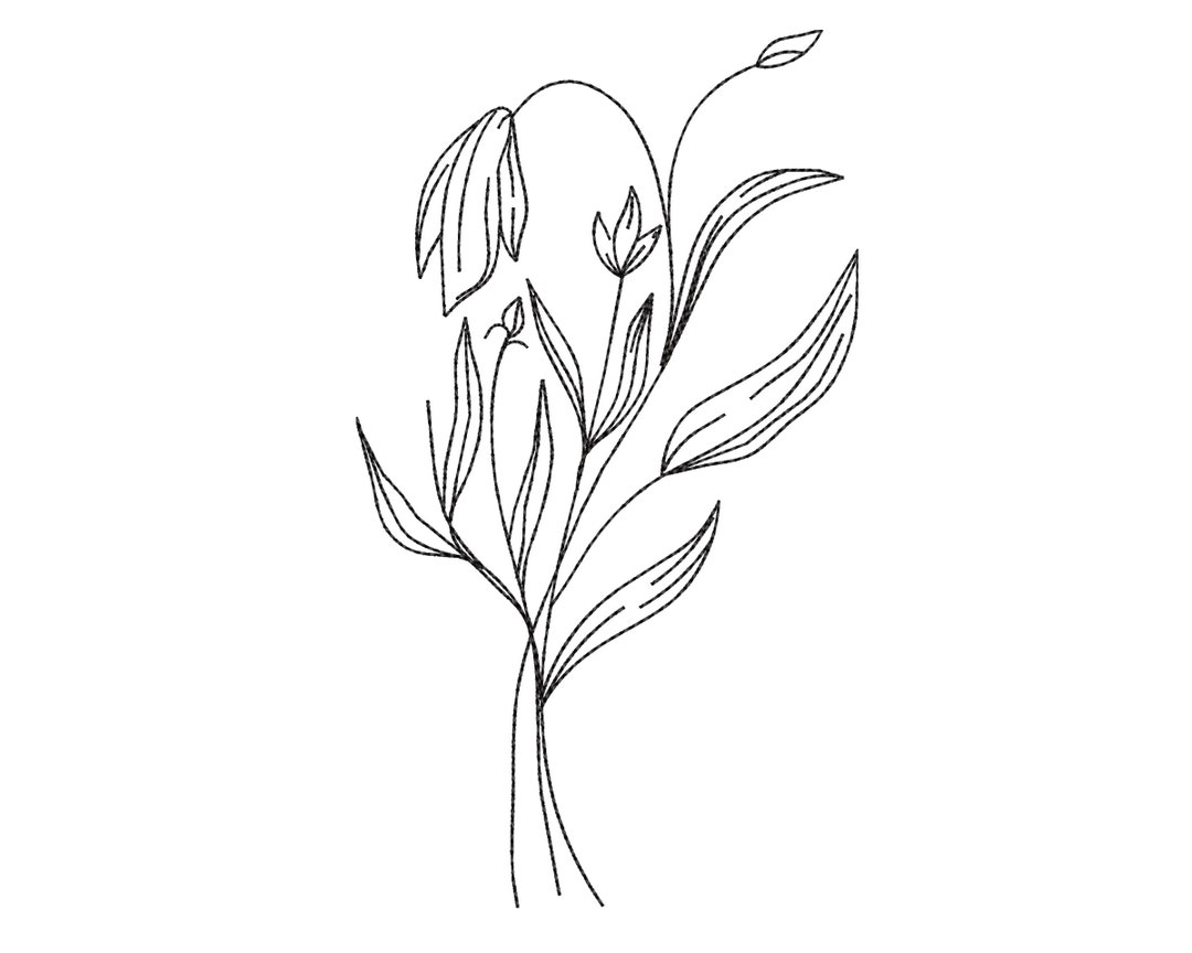 Wedding Flower Machine Embroidery Design , Floral Line Art Embroidery ...