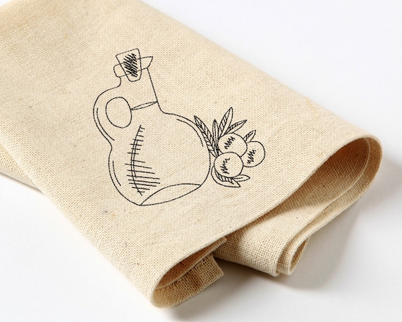 Kitchen Machine Embroidery Design Redwork Olive Oil - Etsy