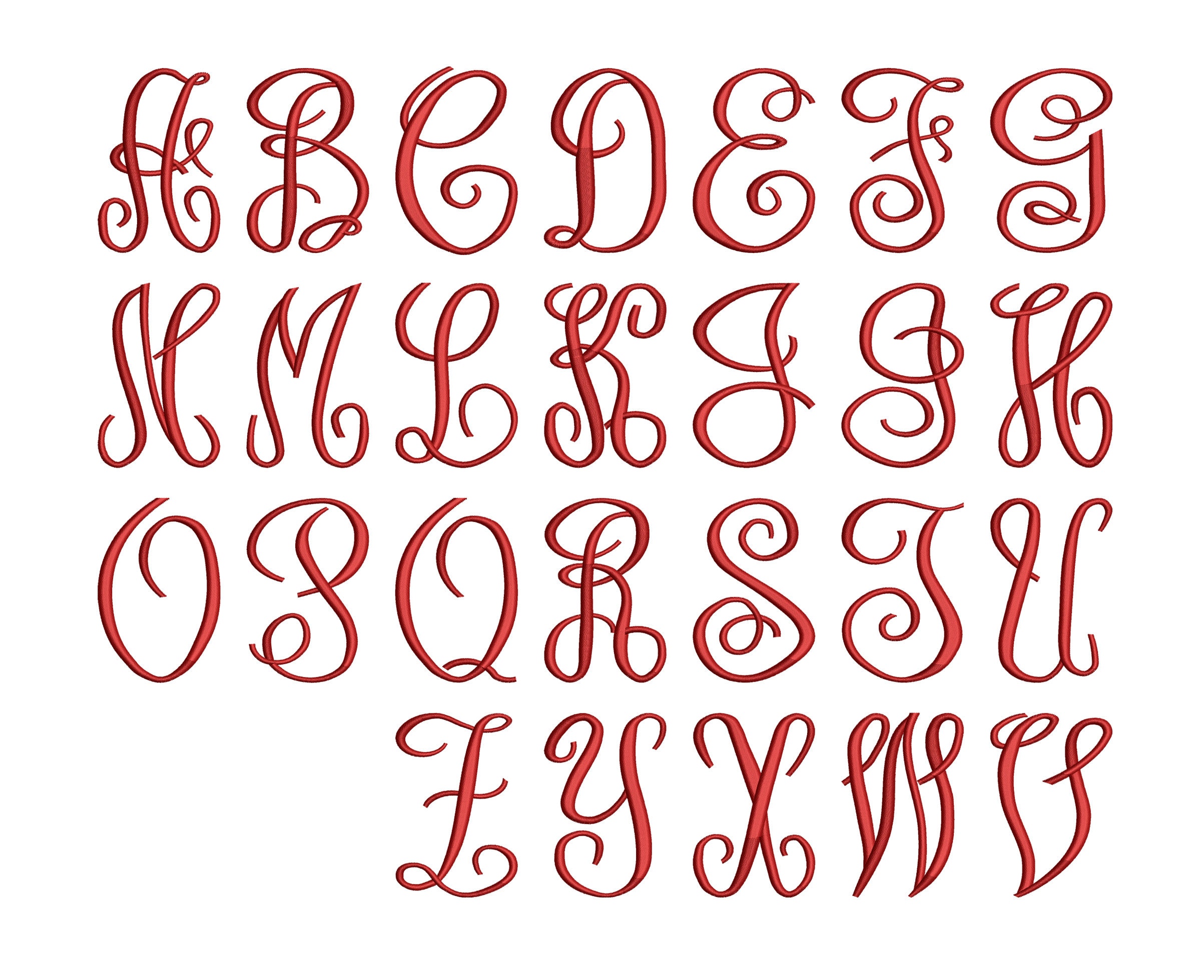 Monogram Embroidery Font , Machine Embroidery Designs 3 Sizes - Etsy