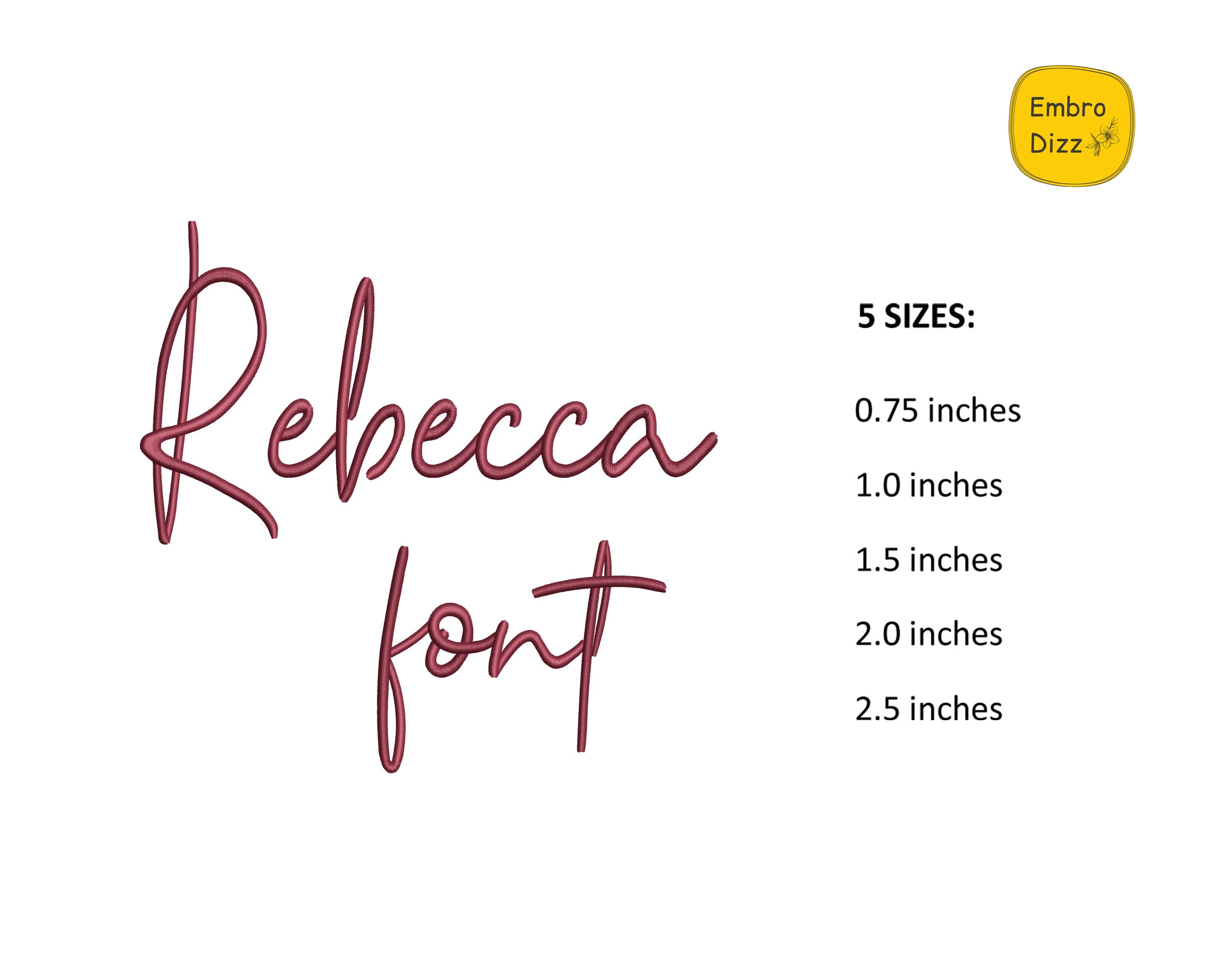 Script Embroidery Font Embroidery Design Rebecca BX Font 5 - Etsy