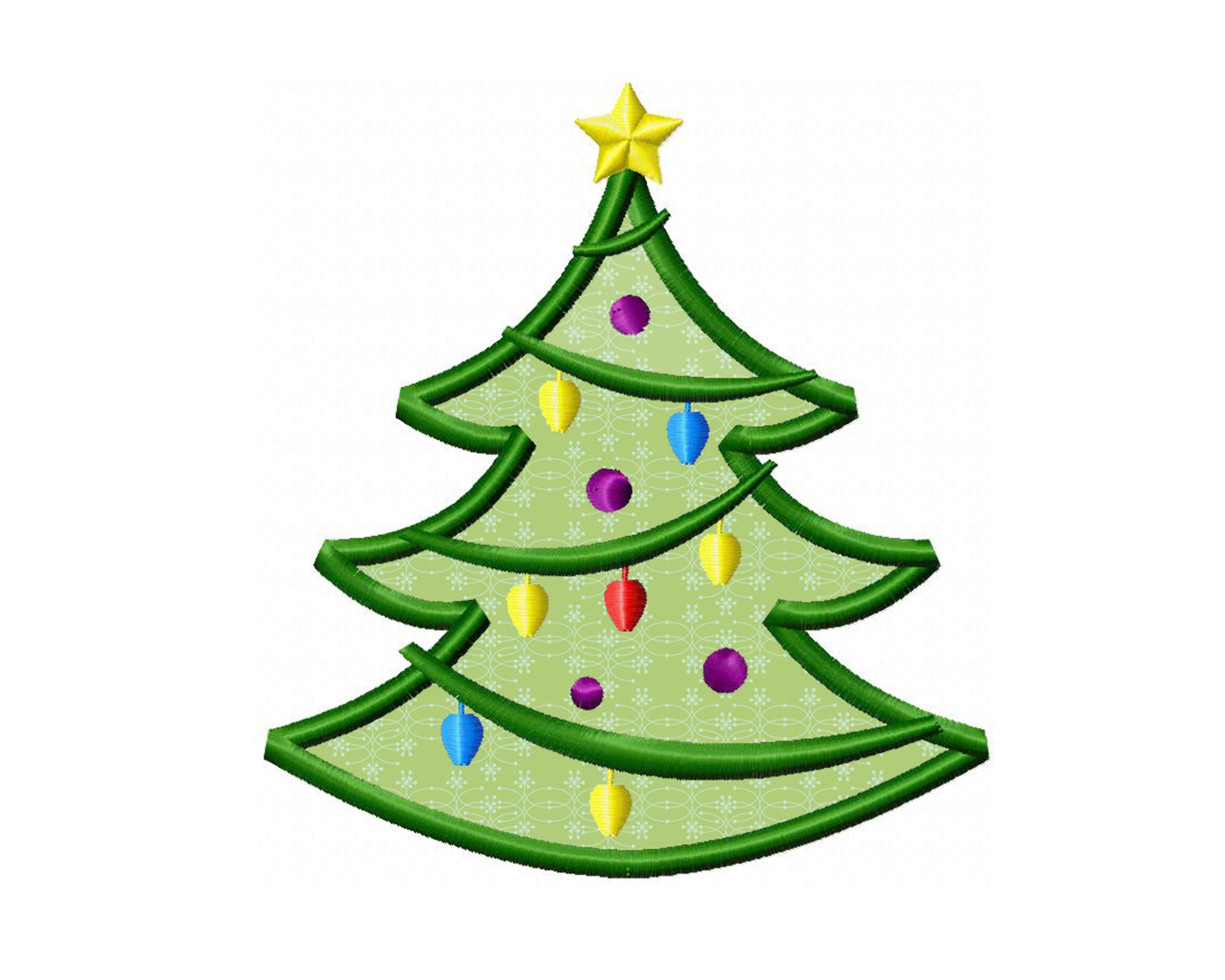 Christmas Tree applique embroidery designs Christmas lights | Etsy