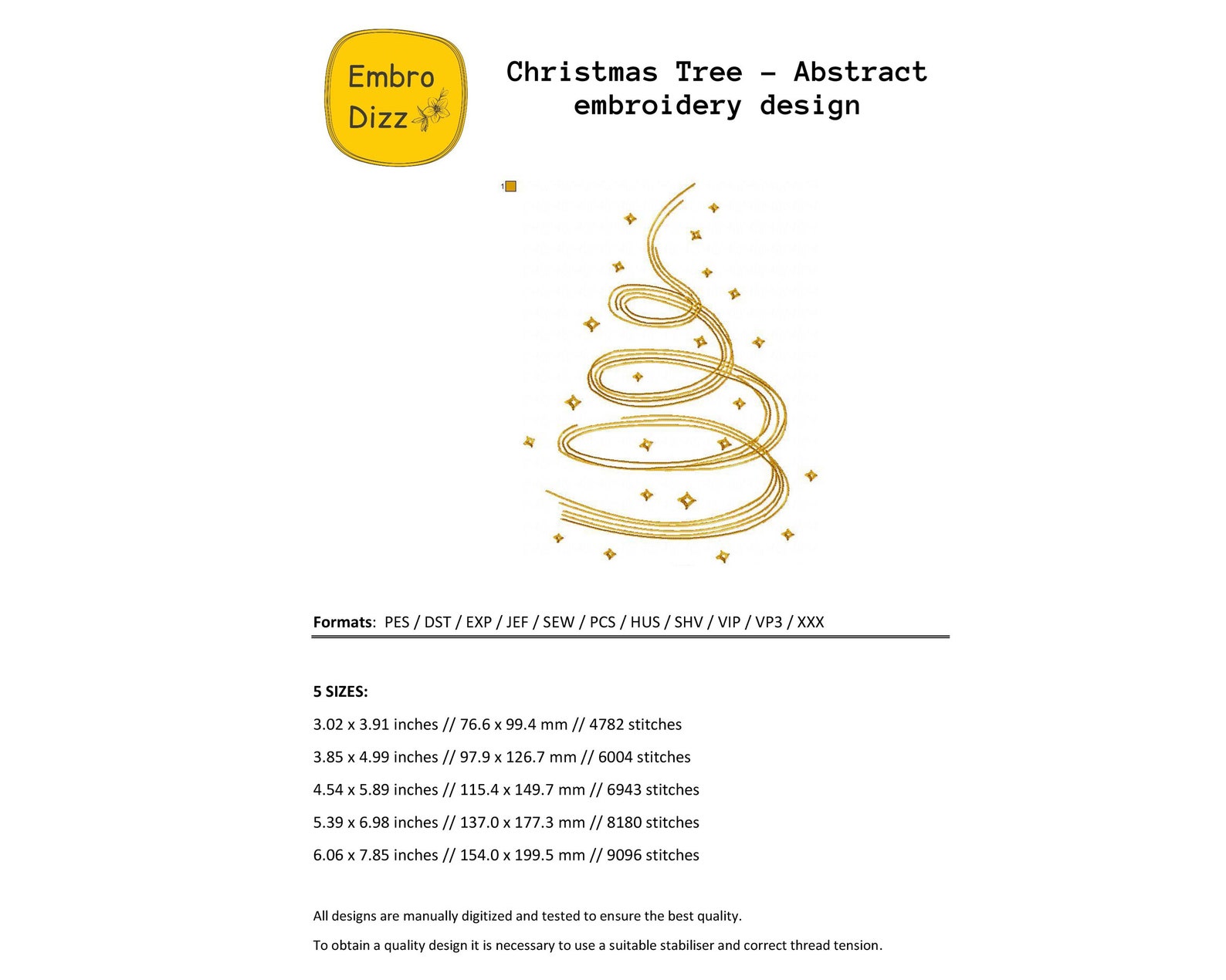 Christmas Tree Machine Embroidery Design Abstract Tree - Etsy