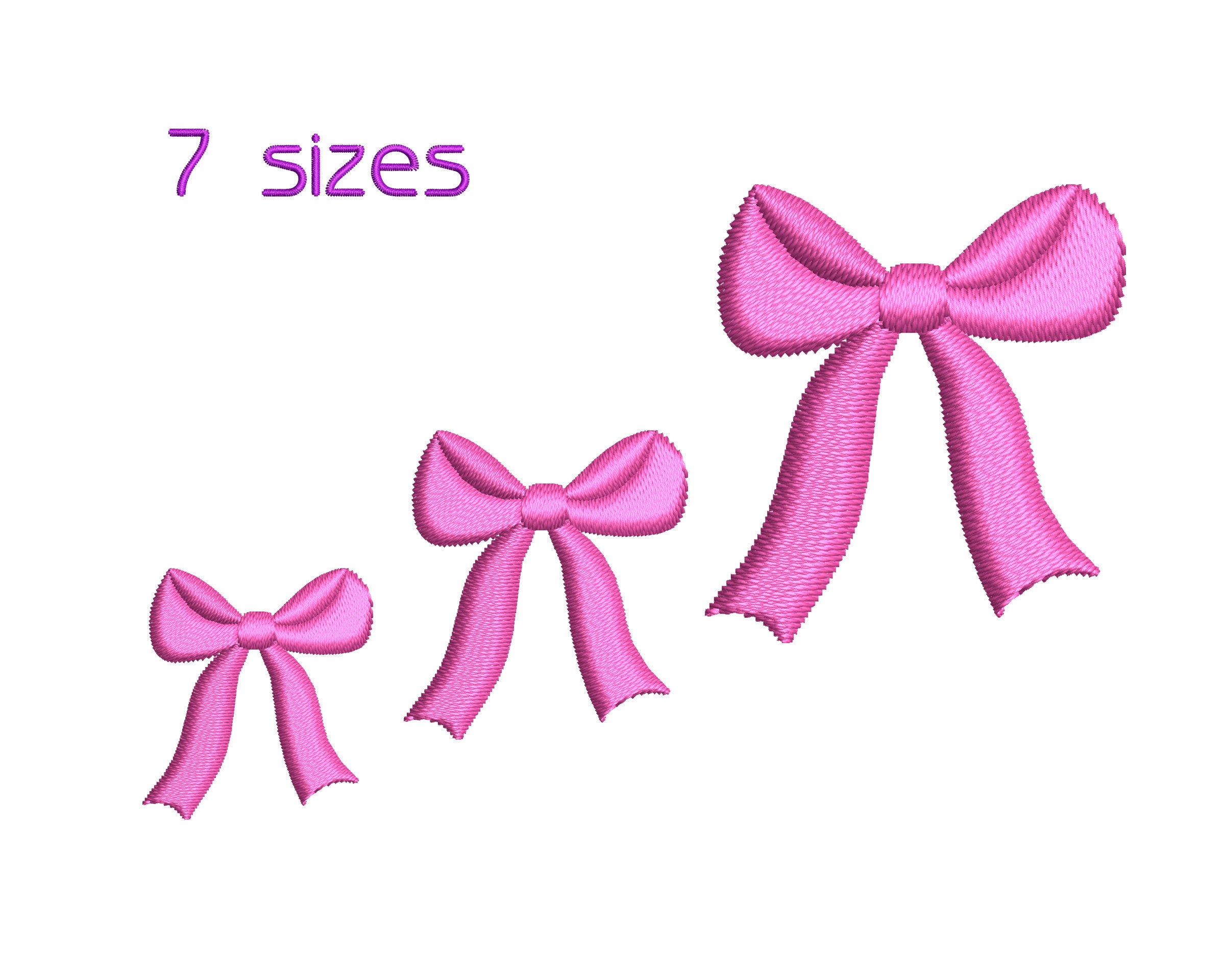 Machine Embroidery Design Mini Bow , Small Bow Embroidery File 7 Sizes ...