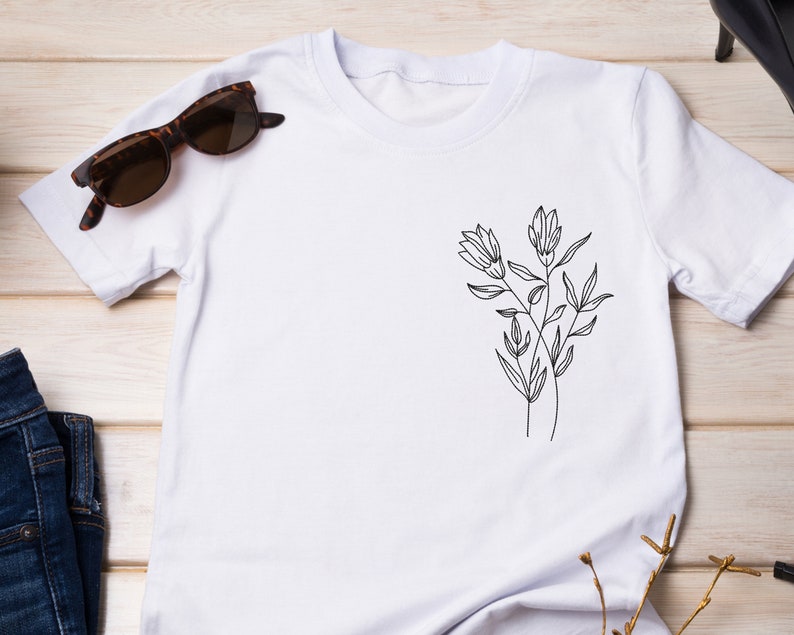 Wild Flower Line Art Machine Embroidery Design Floral Modern - Etsy