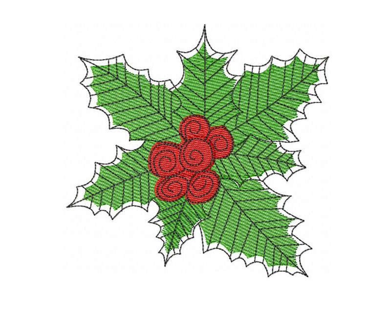 Christmas Holly Embroidery Designs Machine Embroidery | Etsy