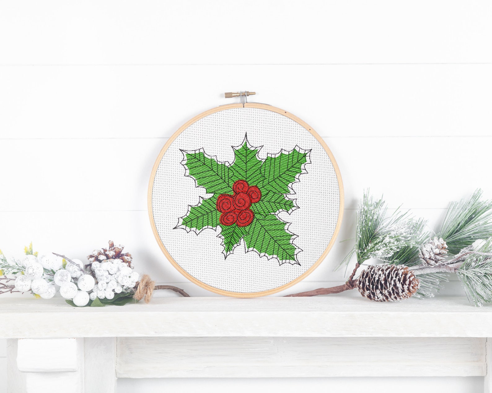 Christmas Holly Embroidery Designs Machine Embroidery | Etsy