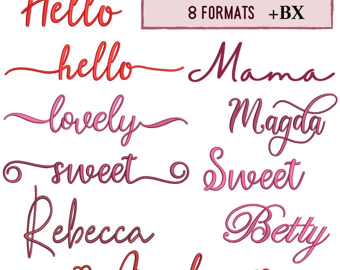 Cursive Curly Embroidery Font Alphabet Carry , Machine Embroidery ...