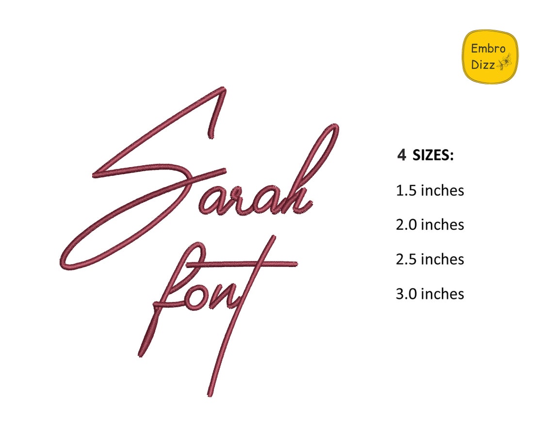 Script Cursive Machine Embroidery Font Sarah , Embroidery Design , BX ...