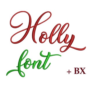 Christmas Cursive Embroidery Font Holly , Machine Embroidery Design ...