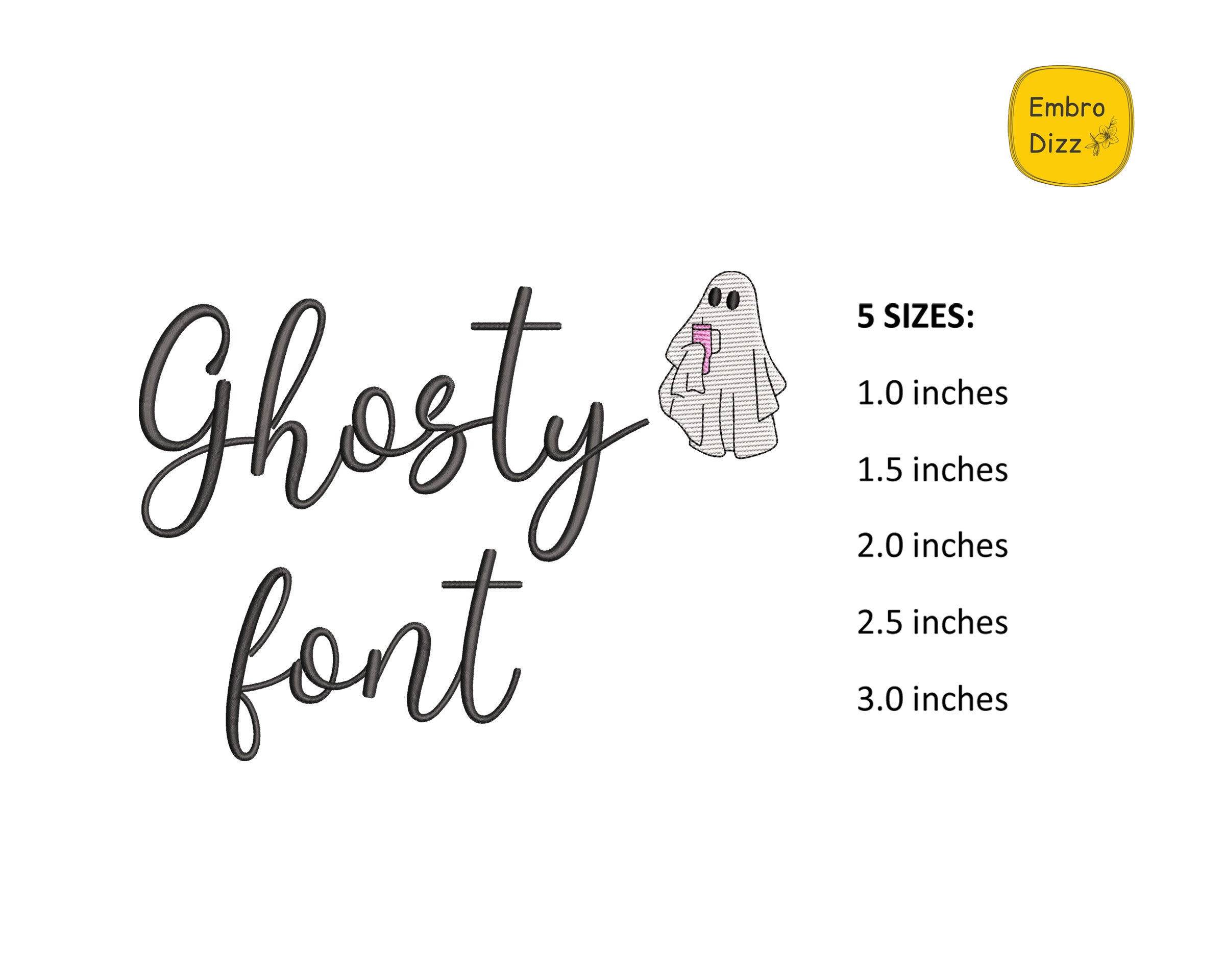 Halloween Cursive Machine Embroidery Font Ghosty , Ghost Embroidery ...