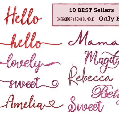 EMBROIDERY Kid Font Bundle 10 Machine Embroidery Fonts - Etsy