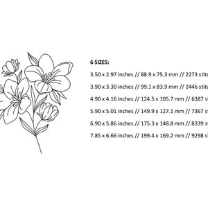 Flower Bouquet Embroidery Design , Floral Line Art Abstract Machine ...