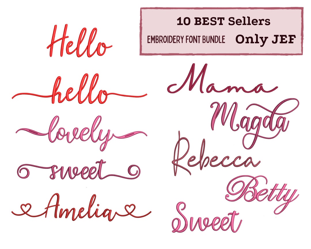 10 JEF Embroidery Fonts Bundle , Machine Embroidery Designs , JEF Only ...