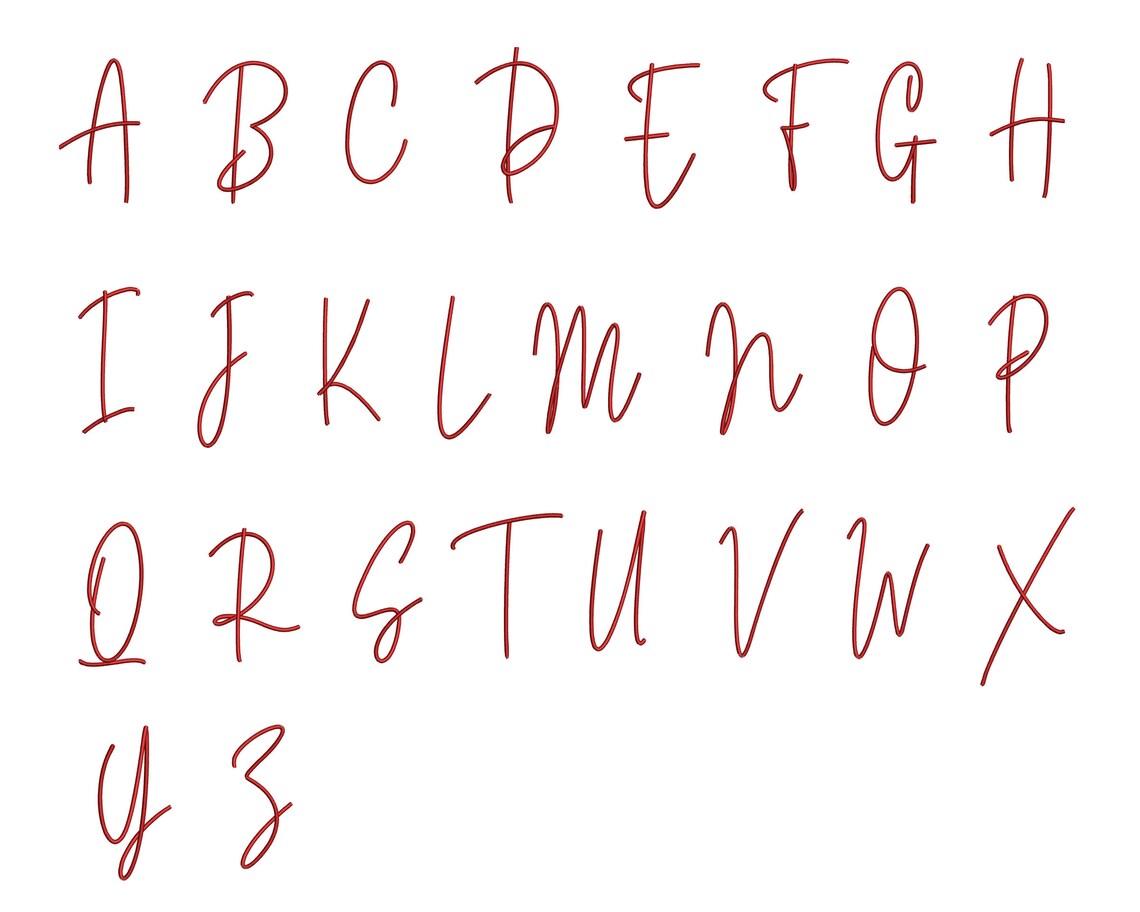 Boho Cursive Embroidery Font Celeste | BX Script Font for Names - Etsy