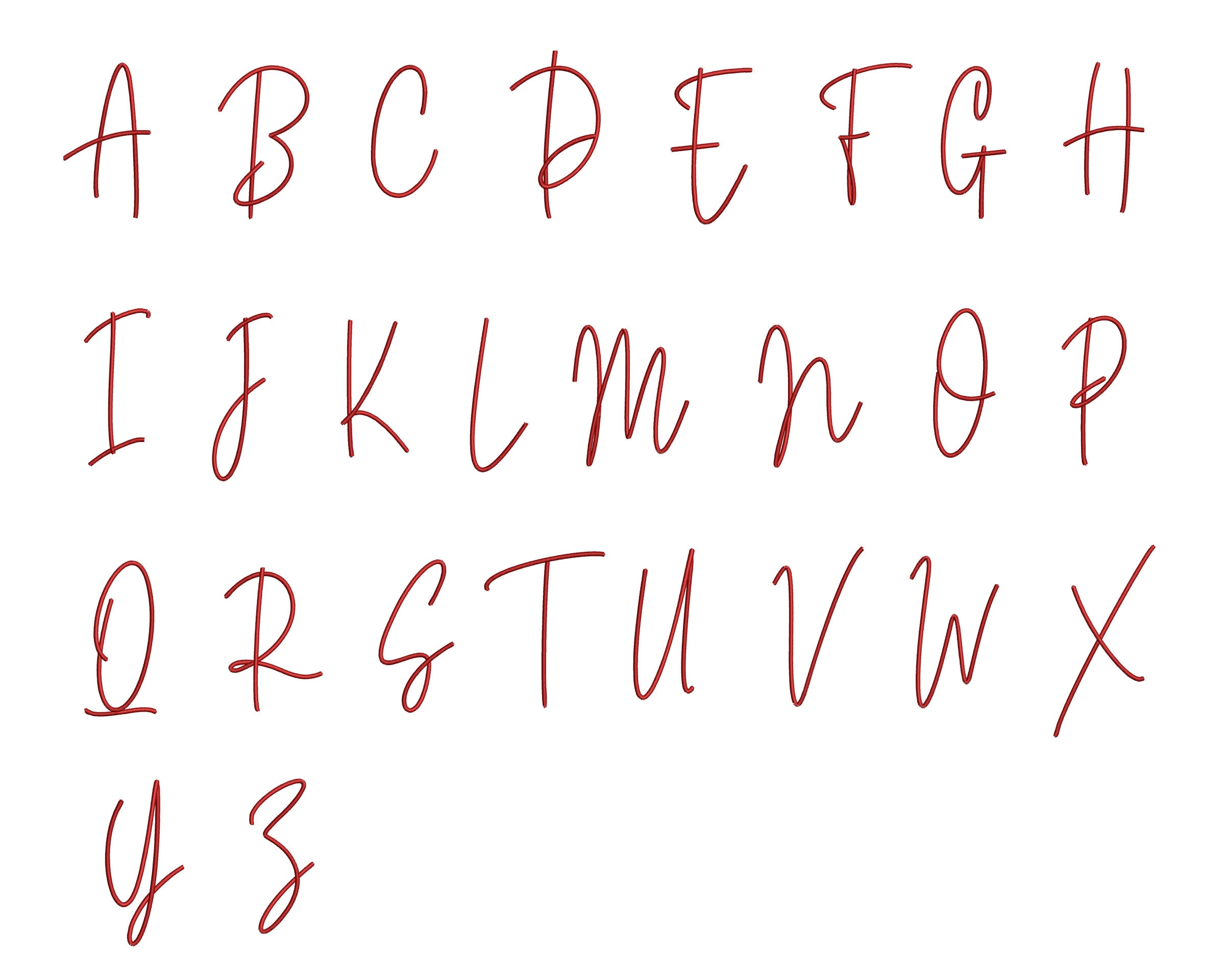 Boho Cursive Embroidery Font Celeste | BX Script Font for Names - Etsy