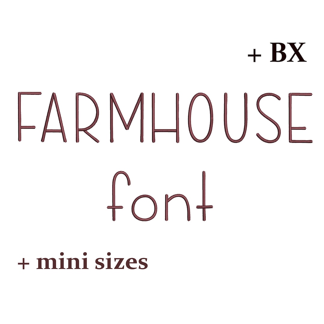 Farmhouse Mini Embroidery Font , Rustic Machine Embroidery Designs , BX ...
