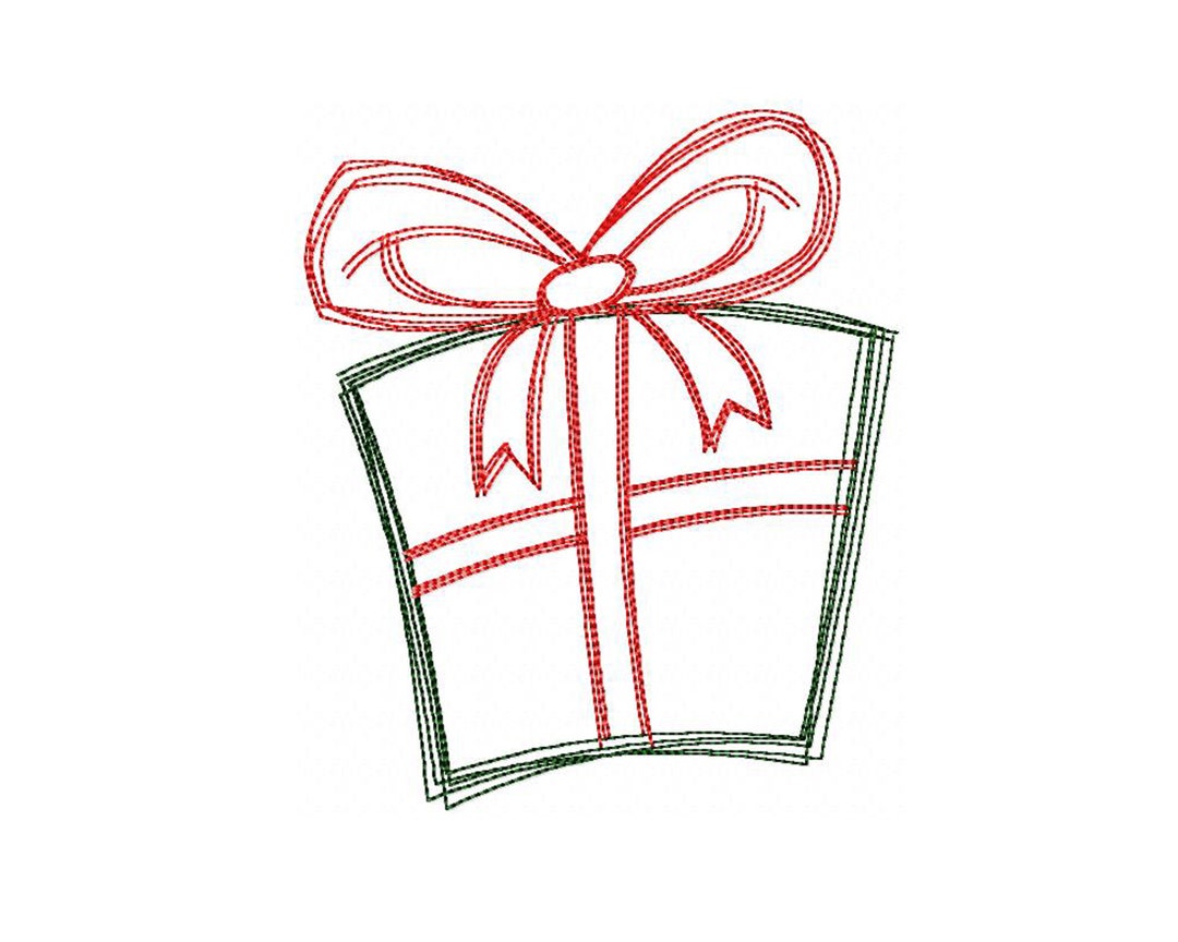 Present Embroidery Design, Gift Box Quick Stitch Machine Embroidery ...