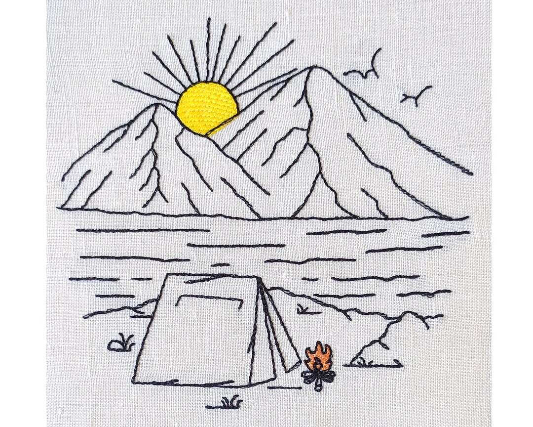 Camping Machine Embroidery Design , Sun in Mountain Embroidery Design ...