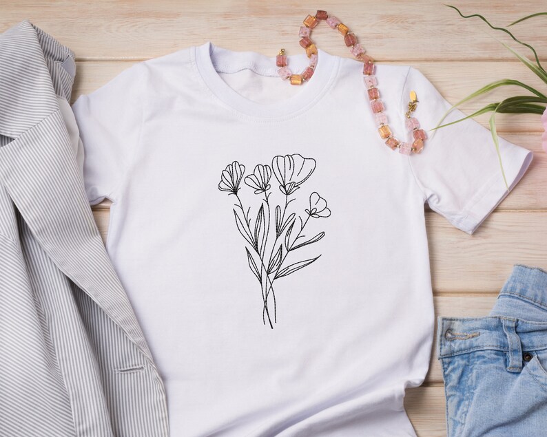 Floral Line Art Embroidery Design , Flowers Machine Embroidery Designs ...