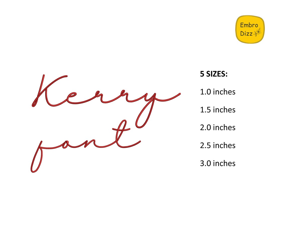 Cursive Embroidery Font Kerry , Machine Embroidery Design , Script ...
