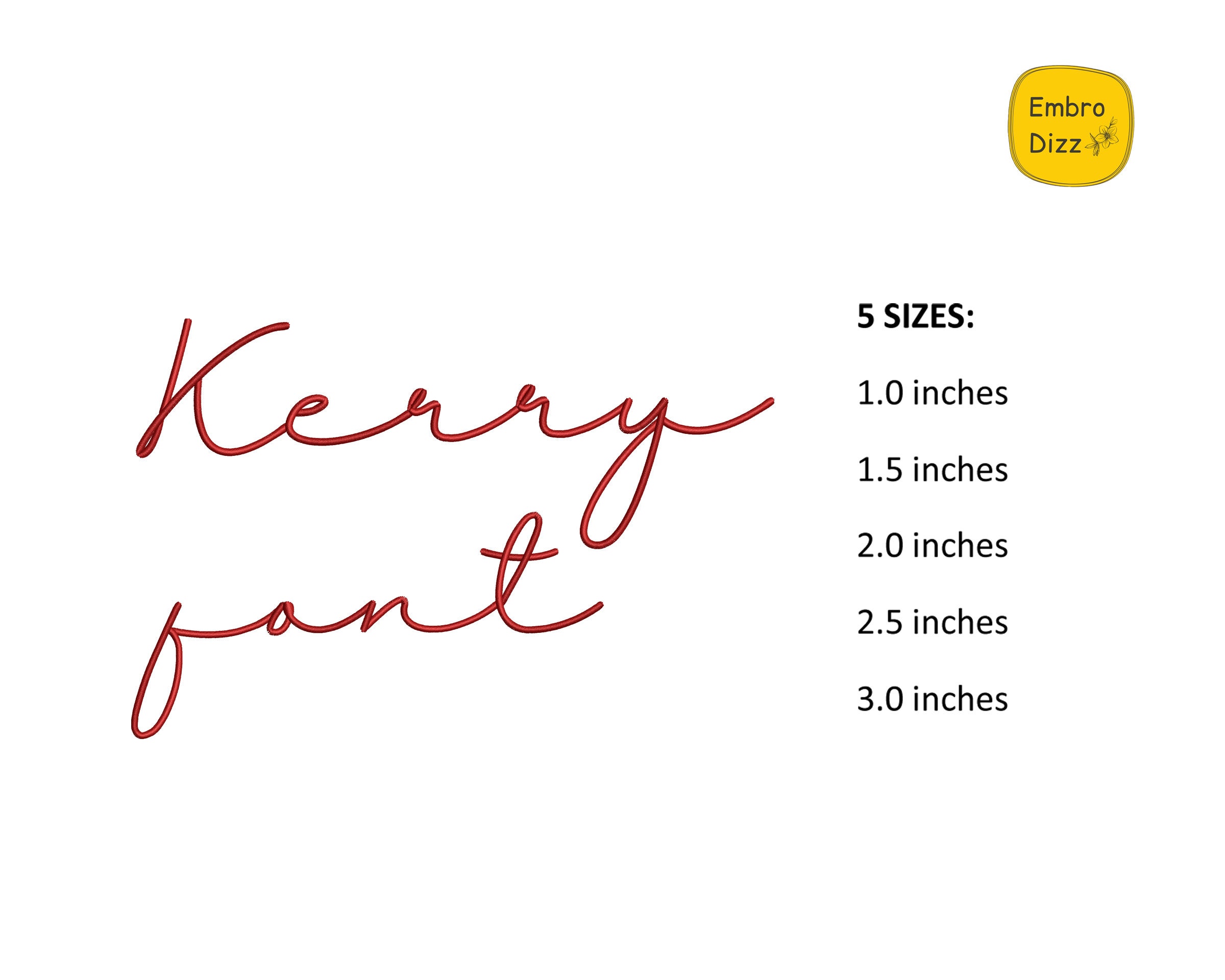 Cursive Embroidery Font Kerry , Machine Embroidery Design , Script ...