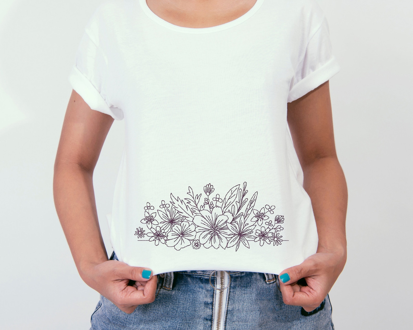 Flower Machine Embroidery Design Floral Border One Line Art Embroidery ...