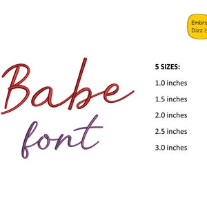 BX Cursive Embroidery Trendy Font Babe , Machine Embroidery Design , Script PES Embroidery Font ...