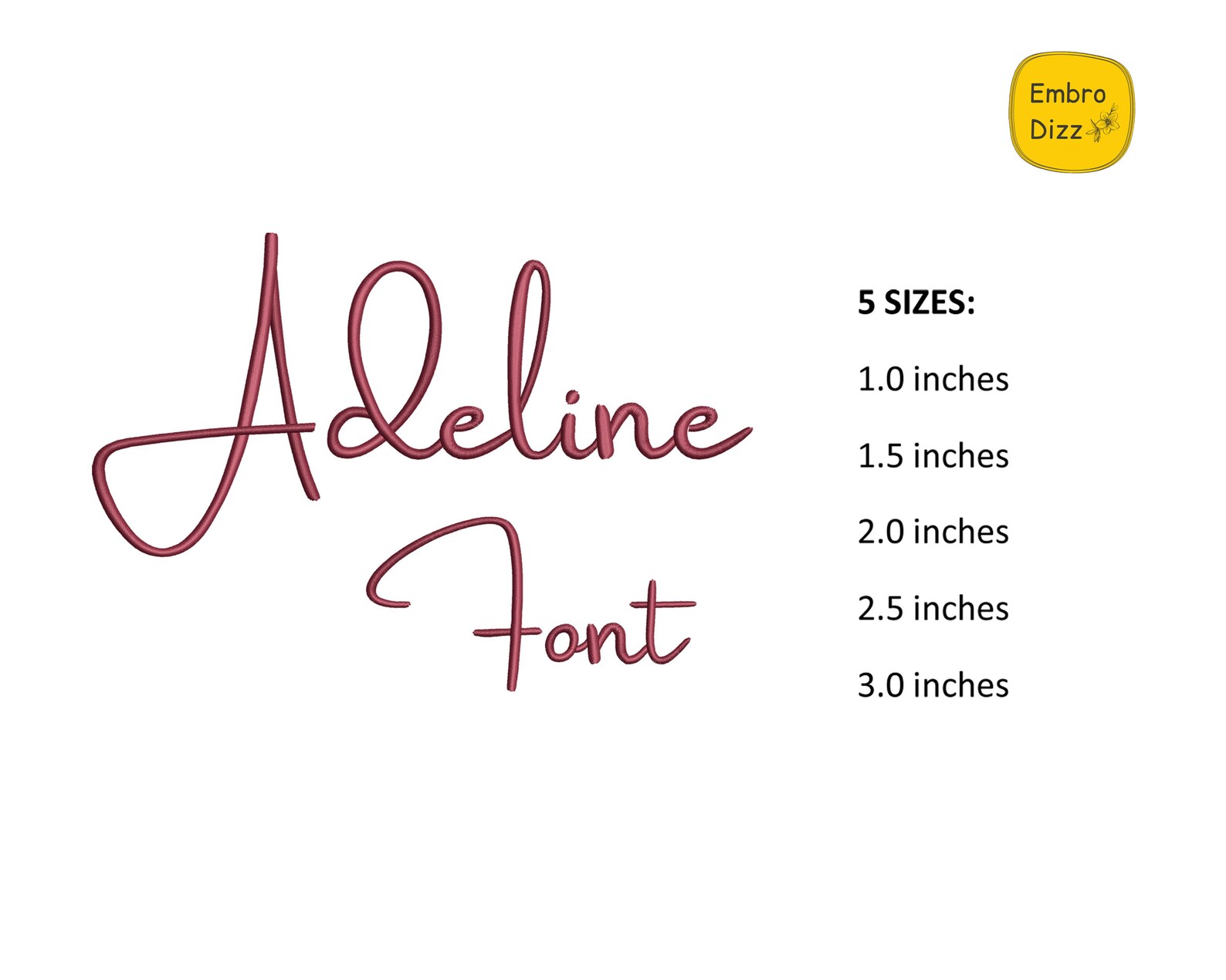 Script Embroidery Font , Calligraphy Machine Embroidery Design Adeline ...