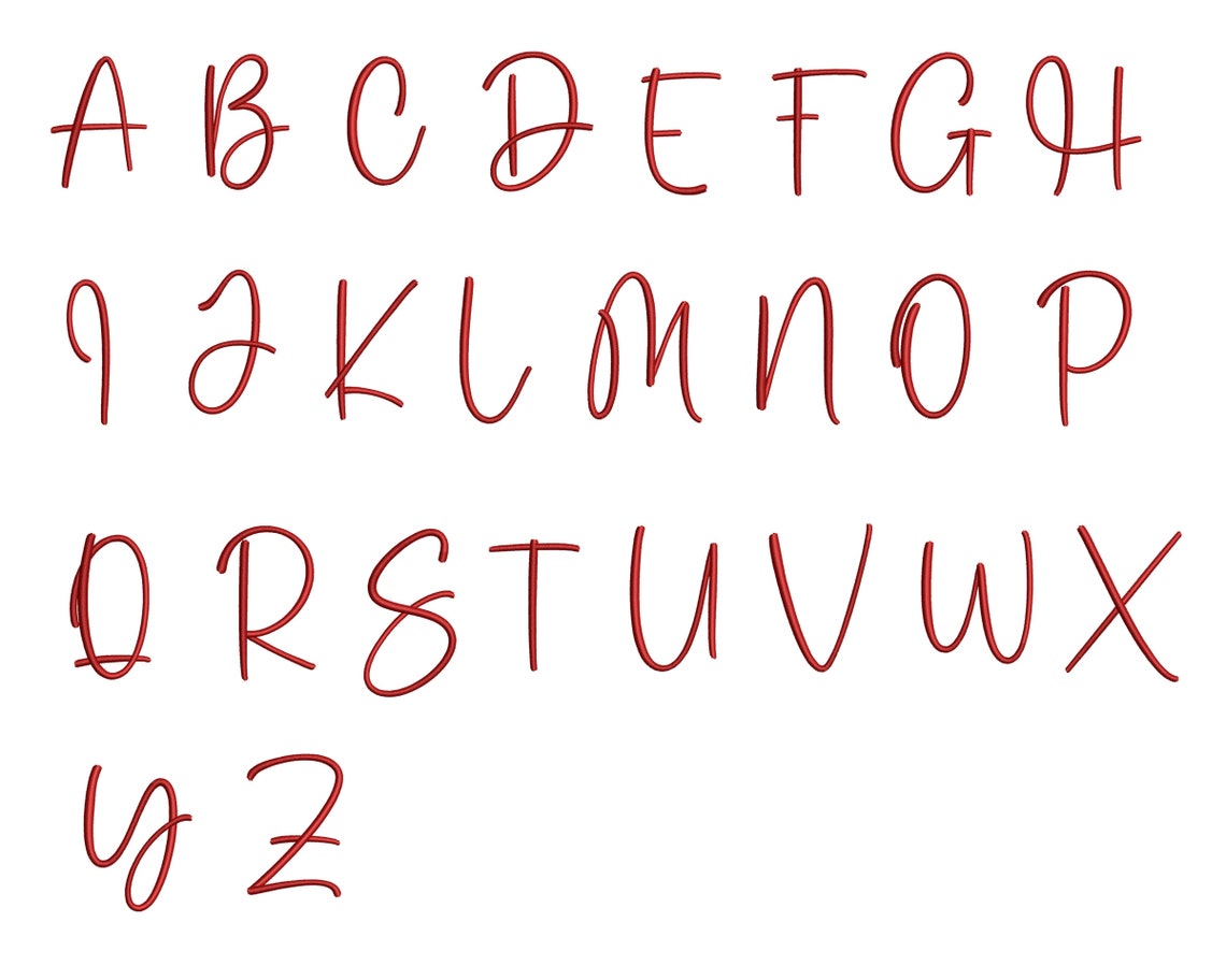 Cursive Thin Machine Embroidery Font , Machine Embroidery Design , BX ...