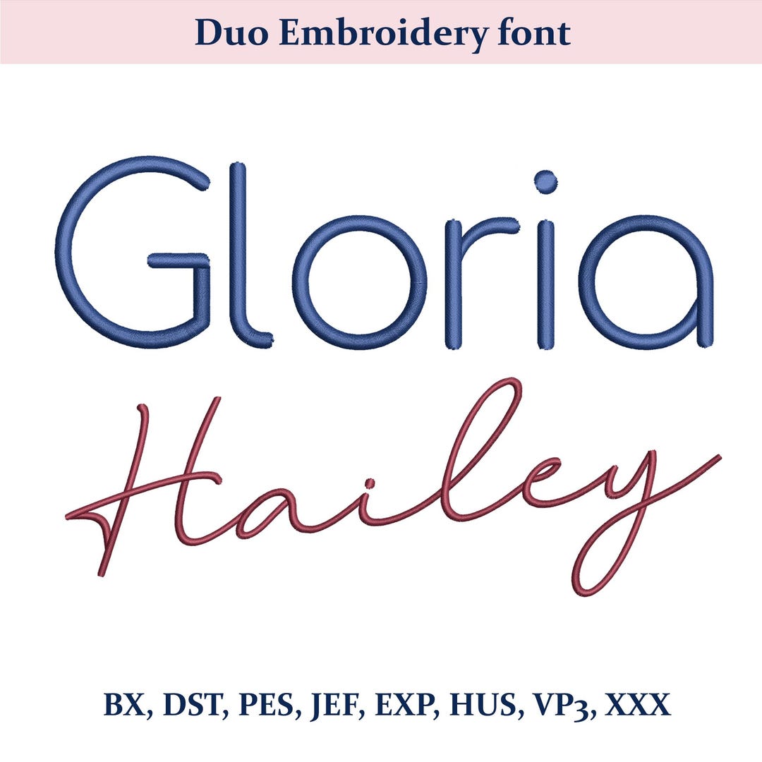 Duo Machine Embroidery Font Bundle , BX Script Cursive Embroidery Font ...