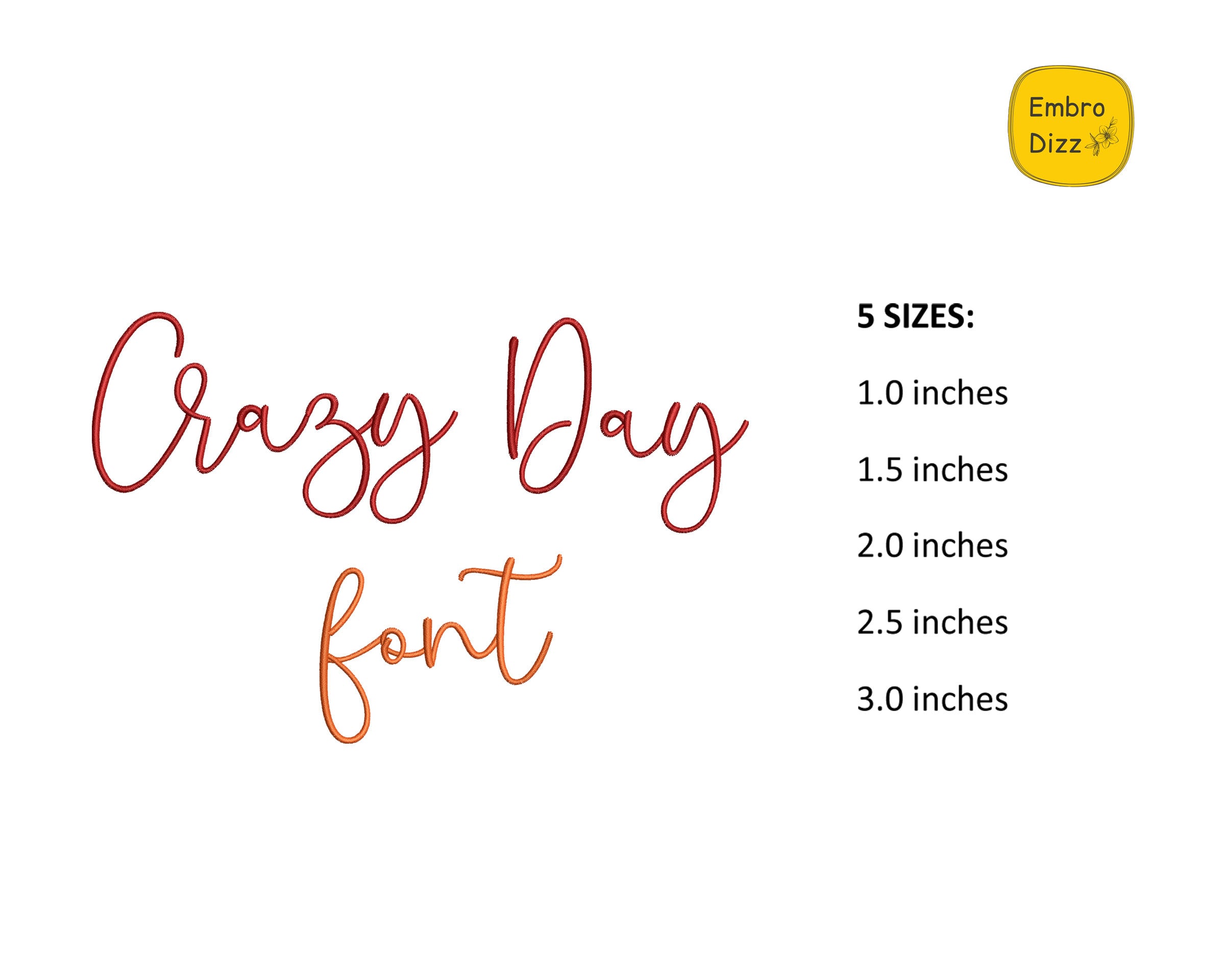 Script Machine Embroidery Font Crazy Day , Embroidery Design for ...
