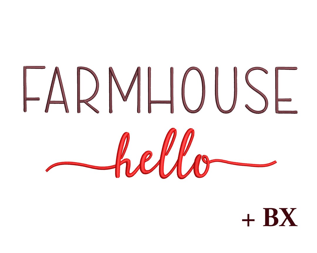 Duo Embroidery Font Bundle Farmhouse Font Hello Font , Machine ...