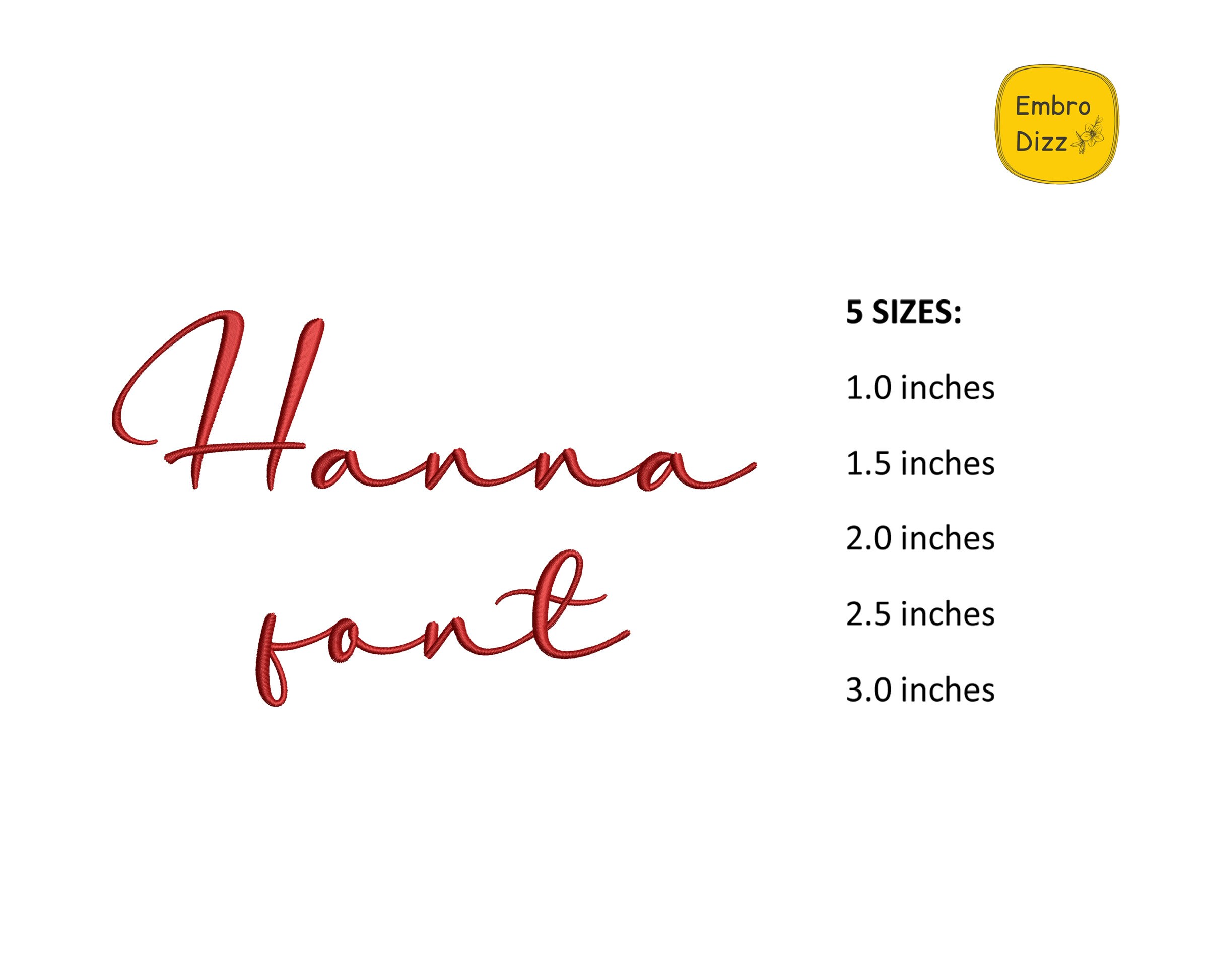Script Embroidery Font Hanna , Embroidery Design for Machine , BX ...