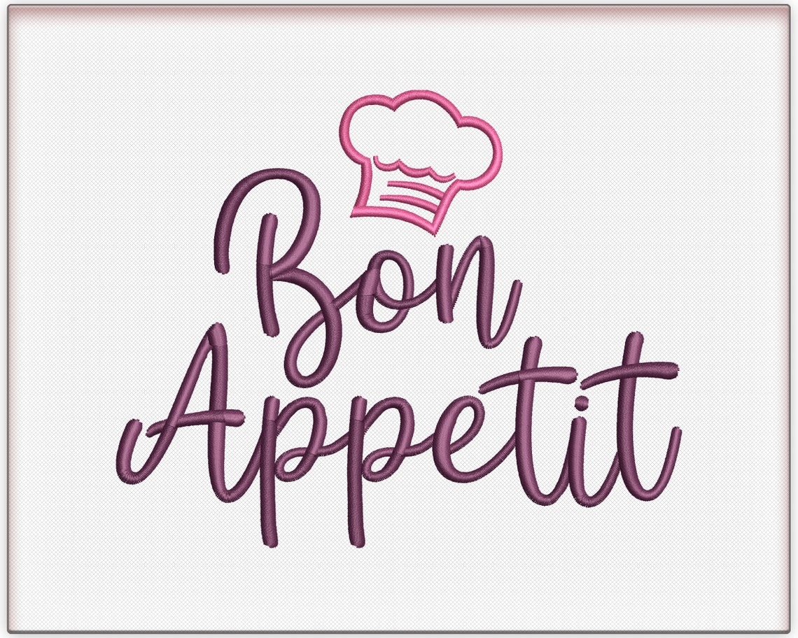Bon Appetit Kitchen Machine Embroidery Design , Chef's Hat Kitchen ...