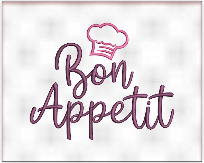 Bon Appetit Kitchen Machine Embroidery Design , Chef's Hat Kitchen ...
