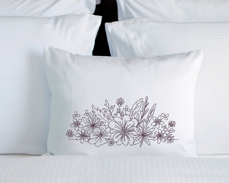 Flower Machine Embroidery Design Floral Border One Line Art - Etsy