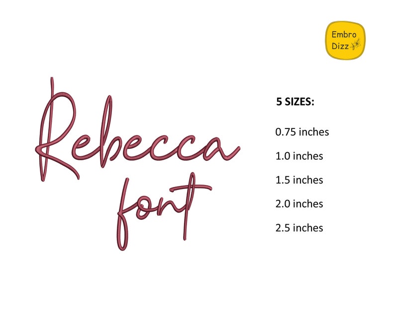 Script Embroidery Font Embroidery Design Rebecca BX Font 5 - Etsy
