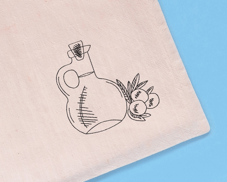 Kitchen Machine Embroidery Design Redwork Olive Oil - Etsy
