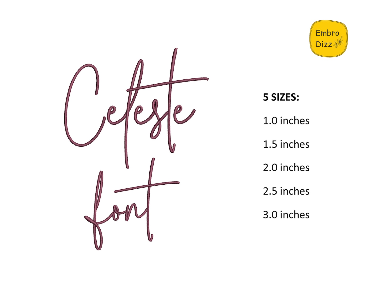 Boho Cursive Embroidery Font Celeste | BX Script Font for Names - Etsy