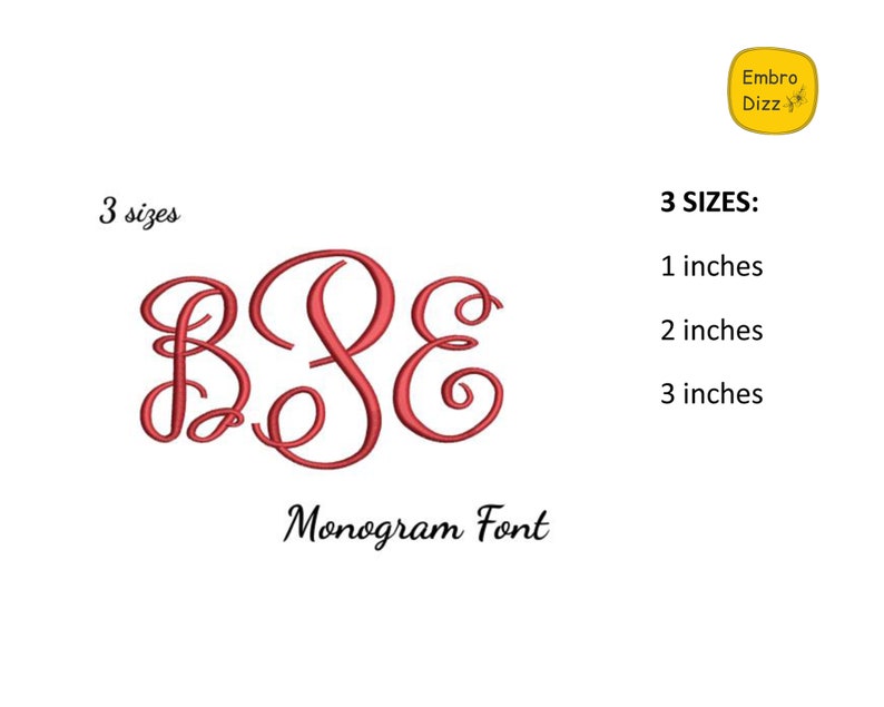 Monogram Embroidery Font , Machine Embroidery Designs 3 Sizes - Etsy