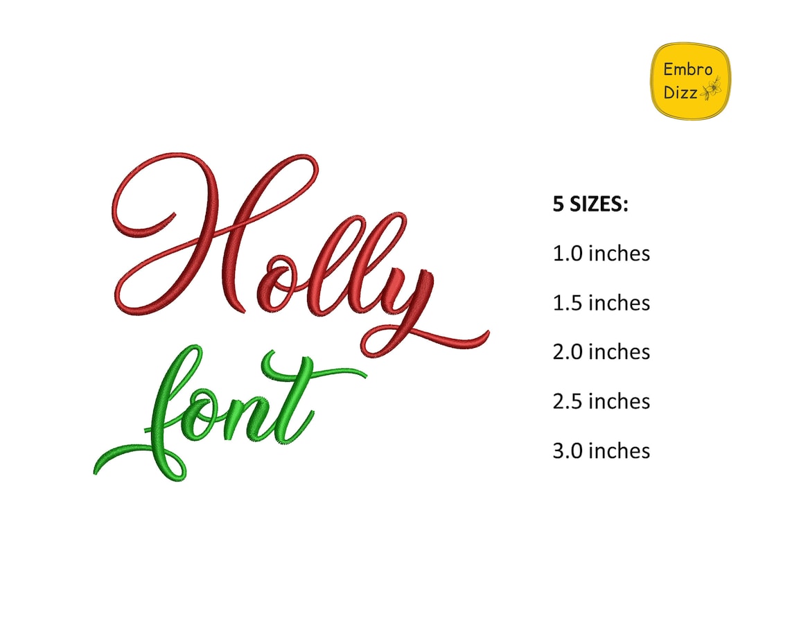 Christmas Cursive Embroidery Font Holly Machine Embroidery - Etsy